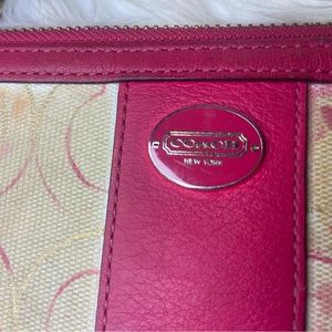 Coach | Accessories | Coach Hot Pink Floral Op Art Zippy Wallet Neon ...